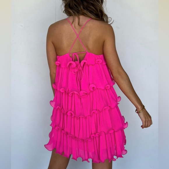 Dresses | Pink Ruffle Tiered Dress | Poshmark